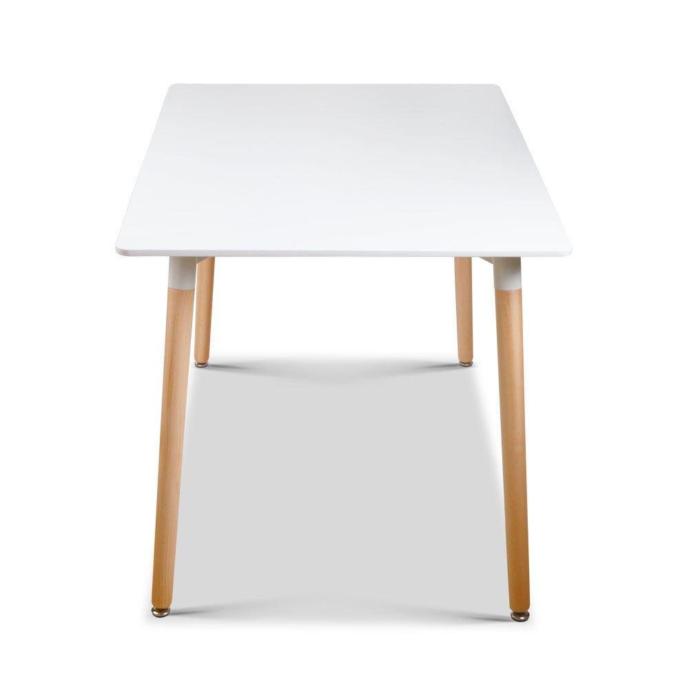 120cm Rectangular Dining Table with Beech Wood Legs - White - EH1923DT ...